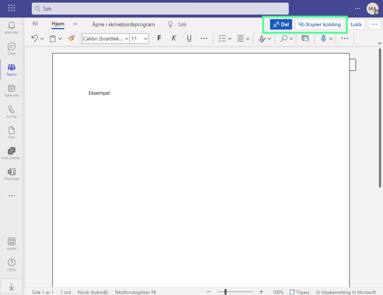 Hvordan dele dokumenter i Teams | UNIC Nettverk AS