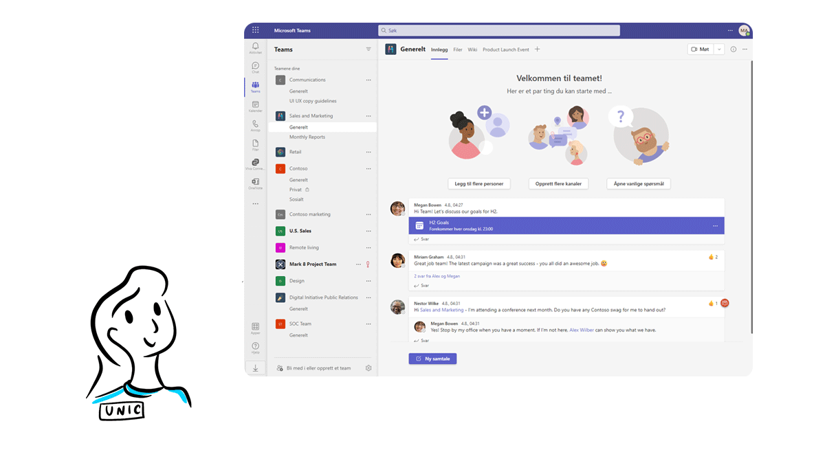 Slik oppretter du team og kanaler i Microsoft Teams | UNIC Nettverk AS