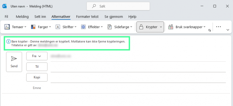 Hvordan sende en kryptert e-post i Outlook? | UNIC Nettverk AS