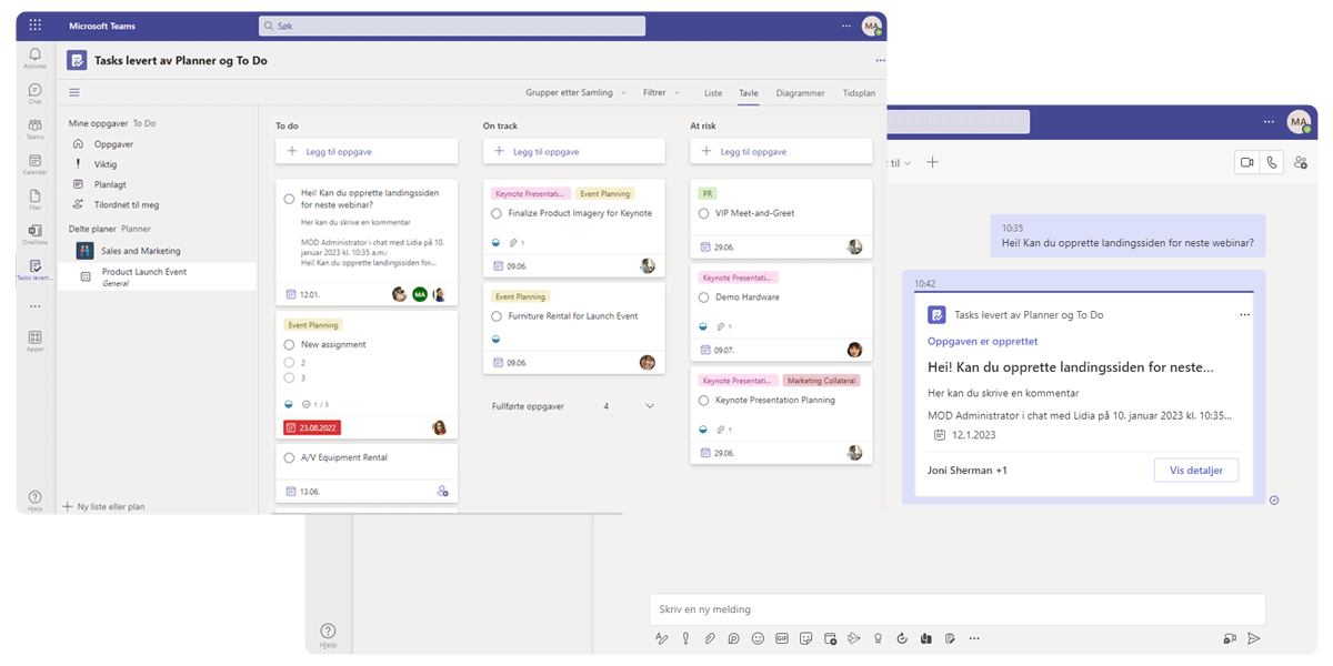 Slik oppretter du en oppgave i Planner fra en melding i Teams | UNIC Nettverk AS