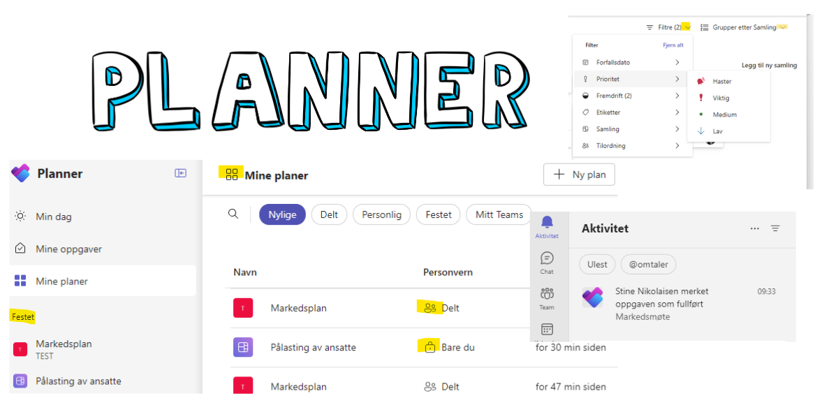 Slik oppretter du personlige og delte planer i Planner | UNIC Nettverk AS