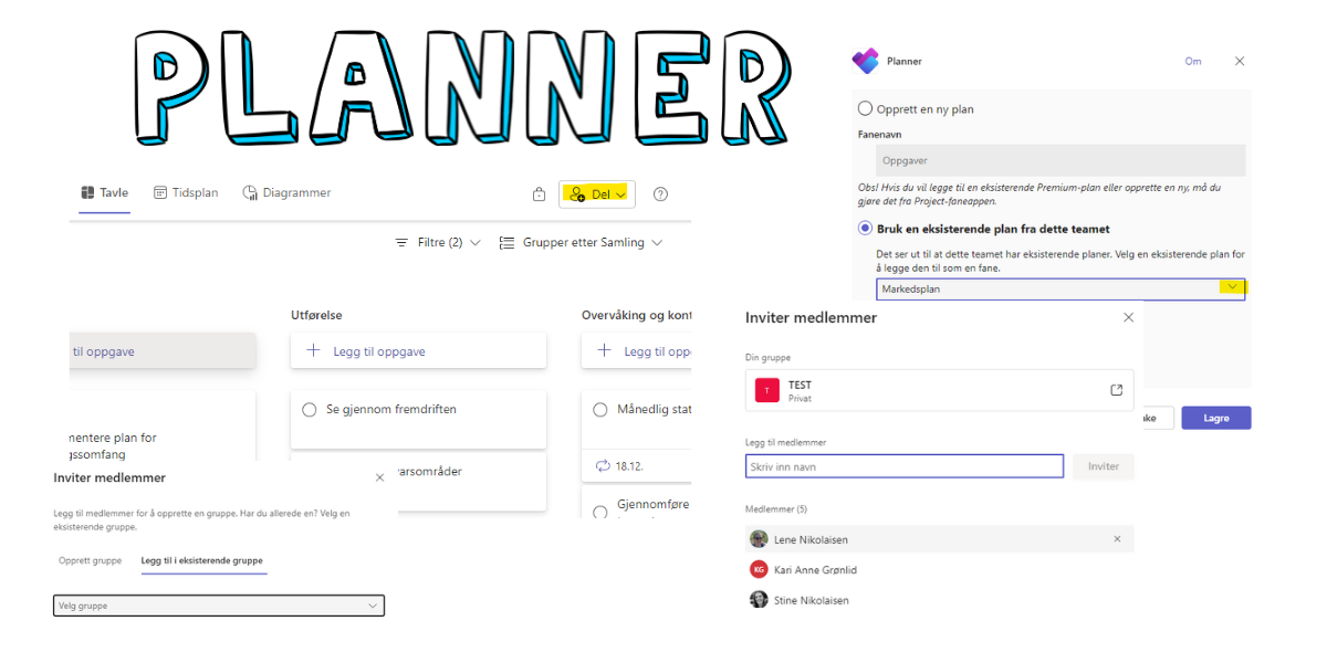 Hvordan dele en personlig plan, eller legge til medlemmer i Planner? | UNIC Nettverk AS