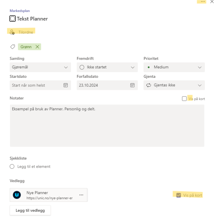 Slik oppretter du personlige og delte planer i Planner | UNIC Nettverk AS